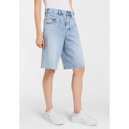 Jeansbermudas Herrlicher "Brooke Bermuda Denim", Damen, Gr. 29, N-Gr, racy, Denim/Jeans, Obermaterial: 99% Baumwolle, 1% Elasthan, loose fit knielang, Jeans Jeansbermudas, mit weitem Bein
