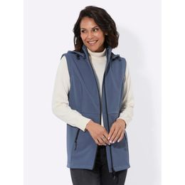 Softshelljacke Casual Looks, Damen, Gr. 54, blau (rauchblau), 94% Polyester, 6% Elasthan, unifarben, Jacken Softshelljacke