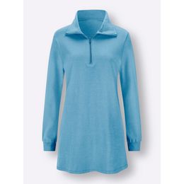 Longsweatshirt Classic Basics, Damen, Gr. 48, blau (aqua), 100% Baumwolle, unifarben, Sweatshirts Longsweatshirt