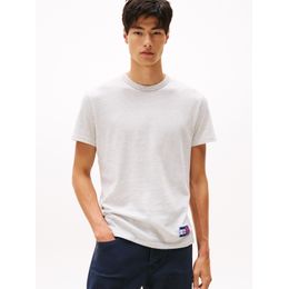 T-Shirt Tommy Jeans "TJM REG ATHL DEPT BACK EXT", Herren, Gr. S, grau (lt grau htr), Single Jersey, Obermaterial: 100% Baumwolle, regular fit, Rundhals, Shirts T-Shirt, mit R&uuml;ckenprint, regular fit