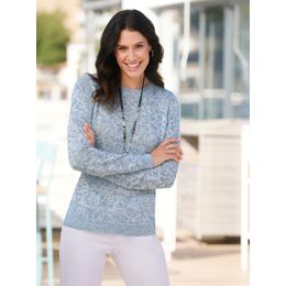 Strickpullover Inspirationen "Pullover", Damen, Gr. 48, blau (ecru, jeansblau, meliert), 44% Polyacryl, 42% Baumwolle, 14% Polyester, gemustert, mehrfarbig, meliert, Pullover Strickpullover