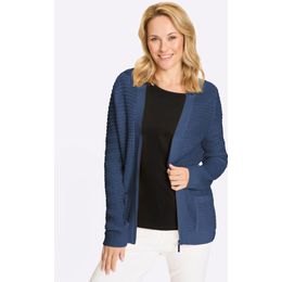 Cardigan Classic Basics, Damen, Gr. 52, jeansblau, 100% Polyacryl, unifarben, Strickjacken Cardigan