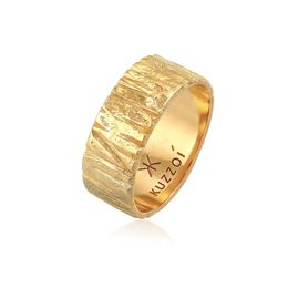 Silberring Kuzzoi "Ring Bandring Breit Struktur Geh&auml;mmert 925 Silber" Gr. 62, gold, Fingerringe, Herren, 62, Silber 925 (Sterlingsilber), Silberring