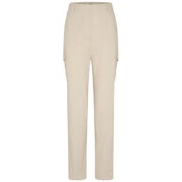 Stoffhose Bugatti, Damen, Gr. 46, Normalgr&ouml;&szlig;en, beige, 50% Baumwolle, 50% Leinen, normal, Hosen Stoffhose, mit G&uuml;rtelschlaufen