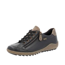 Schn&uuml;rschuh Remonte, Damen, Gr. 37, schwarz (schwarz, beige), Leder, unifarben mit Farbeinsatz, Schuhe Schn&uuml;rschuh, mit Tex-Ausstattung, Freizeitschuh, Halbschuh, Schn&uuml;rschuh