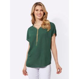 Longbluse Classic Basics, Damen, Gr. 50, gr&uuml;n (moos), 100% Viskose, unifarben, V-Ausschnitt, Blusen Longbluse