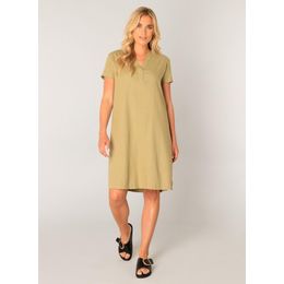 Tunikakleid Base Level "Yacin", Damen, Gr. 48, N-Gr, soft army, Web, Obermaterial: 55% Leinen, 45% Viskose, gerade knielang, Serafino, Kleider Tunikakleid, Sommerkleid mit Leinen