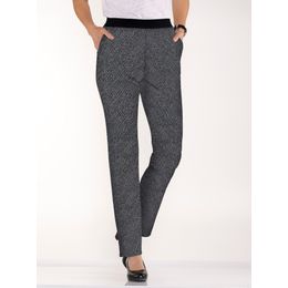 Schlupfhose Classic Basics, Damen, Gr. 56, Normalgr&ouml;&szlig;en, grau (schwarz, grau, meliert), 97% Polyester, 3% Elasthan, gemustert, lang, Hosen Schlupfhose