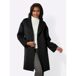 Kurzmantel Inspirationen, Damen, Gr. 42, schwarz, 70% Polyester, 30% Wolle, unifarben, unifarben mit Farbeinsatz, unifarben mit Farbeins&auml;tzen, M&auml;ntel Kurzmantel