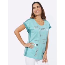Kurzarmshirt Classic Basics "Kurzarm-Shirt", Damen, Gr. 42, gr&uuml;n (mint, salbei), 100% Baumwolle, gemustert, mehrfarbig, Rundhals, Shirts Kurzarmshirt