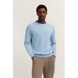 Rundhalspullover Bugatti "Basic Essential", Herren, Gr. XXL, blau (hellblau), 100% Baumwolle, regular fit, Rundhals, Rippb&uuml;ndchen, Pullover Rundhalspullover, aus reiner Baumwolle