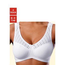 Soft-BH Nuance, Damen, Gr. 85, Cup E, wei&szlig; (2xwei&szlig;), Jersey, Obermaterial: 85% Baumwolle, 10% Polyamid, 5% Elasthan, BHs Soft-BH, ohne B&uuml;gel, mit schickem Streifenmaterial