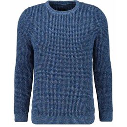 Rundhalspullover Ragman, Herren, Gr. 58, blau (blau, melange, 172), Strick, 100% Baumwolle, Rundhals, Pullover Rundhalspullover