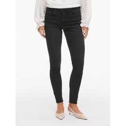 Skinny-fit-Jeans Vila "VISARAH RW SKINNY JEANS BLK BUB00-NOOS", Damen, Gr. M (38), L&auml;nge 30, schwarz (schwarz denim), Denim/Jeans, Obermaterial: 91% Baumwolle, 7% Polyester, 2% Elasthan, unifarben, skinny fit kn&ouml;chellang, Jeans Skinny-fit-Jeans