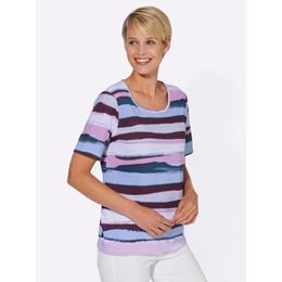 Kurzarmshirt Classic Basics "Shirt", Damen, Gr. 50, bunt (ros&eacute;, bleu, gestreift), 100% Baumwolle, gemustert, gestreift, Rundhals, Shirts Kurzarmshirt