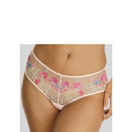 Stringpanty Lascana "Maria", Damen, Gr. 40/42, pink (puder, pink), Mesh, Obermaterial: 76% Polyamid, 21% Polyester, 3% Elasthan, figurbetont, Unterhosen Stringpanty, mit bunten Blumen aus Stickereispitze, Topseller