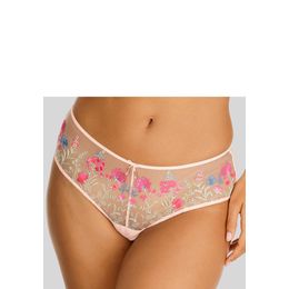 Stringpanty Lascana "Maria", Damen, Gr. 52/54, pink (puder, pink), Mesh, Obermaterial: 76% Polyamid, 21% Polyester, 3% Elasthan, figurbetont, Unterhosen Stringpanty, mit bunten Blumen aus Stickereispitze, Topseller