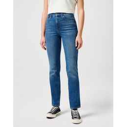 Straight-Jeans Wrangler, Damen, Gr. 31, L&auml;nge 34, blau (airblau), Denim/Jeans, Obermaterial: 99% Baumwolle, 1% Elasthan, straight fit lang, Jeans Straight-Jeans