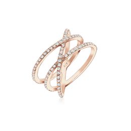 Silberring Elli "Ring Verschlungen Kristalle 925 Silber" Gr. 52, rosa (rosegold), Fingerringe, Damen, 52, Silber 925 (Sterlingsilber), Silberring