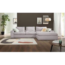 Ecksofa Alina "Sandy", grau (platingrau gct 49), B:326cm T:180cm, Cord GCT (92% Polyester, 8% Nylon), Sofas, Ecksofa, mit Recamiere, in modernem Cordstoff