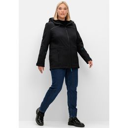 Skijacke sheego, Damen, Gr. 46, schwarz, 95% Polyester, 5% Elasthan, Innenseite:100% Polyester, unifarben, Jacken Skijacke
