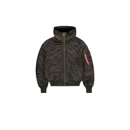 Bomberjacke Alpha Industries "MA-1 Hooded", Damen, Gr. S, schwarz (schwarz olive), Obermaterial: 100% Nylon, Futter: 100% Nylon, Kapuzenfutter: 100% Polyester, F&uuml;llung: 100% Polyester, Jacken Bomberjacke