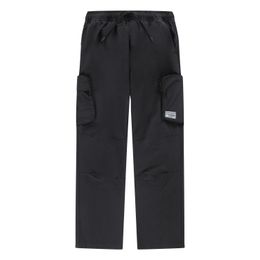 Cargohose LEVI'S KIDS "LVB PARACHUTE CARGO PANTS", Jungen, Gr. 5 (110), N-Gr, schwarz (jet schwarz), Obermaterial: 72% Baumwolle, 28% Polyamid, unifarben, bequem lang, Hosen Cargohose, mit Knieabn&auml;hern