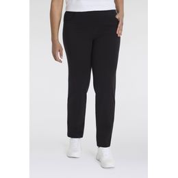Schlupfhose KjBRAND "Schlupfhose Susie in Bi-Stretch, Kammgarnoptik", Damen, Gr. 46, N-Gr, schwarz, Web, Obermaterial: 63% Polyester, 35% Viskose, 2% Elasthan, bequem kn&ouml;chelfrei, Hosen Schlupfhose, Sommerhose, ideal f&uuml;r kr&auml;ftige Oberschenkel