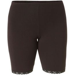 Radlerhose Base Level "KEILANI", Damen, Gr. 44, N-Gr, schwarz (schwarz, beige), Jersey, Obermaterial: 94% Viskose, 6% Elasthan, unifarben, Basic, figurbetont ca. Mitte Oberschenkel, Hosen Radlerhose, mit Spitzenborte