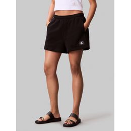 Sweatshorts Calvin Klein Jeans "A - FRNCH TRRY BDG L", Damen, Gr. L (42), N-Gr, schwarz, Sweatware, Obermaterial: 100% Baumwolle, unifarben, gerade kurz, Hosen Sweatshorts, Mit elastischem Bund