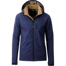 Softshelljacke LPO "DEXTER PEAK III MEN", Herren, Gr. XL (54), blau (navy), 96% Polyester; 4% Elastan mit TPU Membrane, bequem, gerader Abschluss mit Windstopper,mit verstellbarem Klettverschluss, Jacken Softshelljacke, mit abnehmbarer Kapuze