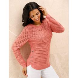 Ajourpullover Classic Basics "Ajour-Pullover", Damen, Gr. 44, flamingo, 100% Polyacryl, unifarben, Pullover Ajourpullover
