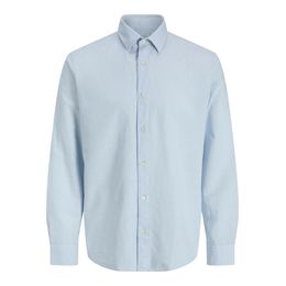 Jack & Jones Langarmhemd JACK & JONES "JJEBREEZE LINEN BLEND SHIRT L/S SN", Herren, Gr. XS, N-Gr, celestial blau, Web, Obermaterial: 70% Baumwolle, 30% Leinen, unifarben, Hemden Langarmhemd, mit Knopfleiste