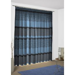 Vorhang WIRTH "Maribor" Gr. 5, blau (petrol), B:132cm H:255cm, Jacquard, Baumwolle, Polyester, Gardinen, Vorhang
