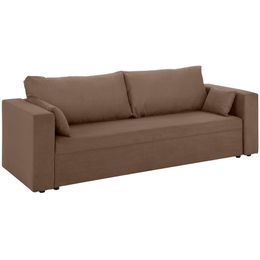 3-Sitzer Home Affaire "Pur", braun (mittelbraun), B:227cm H:87cm T:85cm, Struktur (100% Polyester);100% Polyester Melrose;Luxus-Microfaser Nubuk (100% Polyester), Sofas, 3-Sitzer, wahlweise mit Bettfunktion