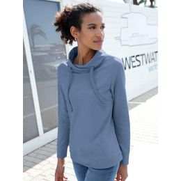 Sweatshirt Casual Looks, Damen, Gr. 42, blau, 100% Baumwolle, Meliert:70% Baumwolle, 30% Polyester, unifarben, Sweatshirts Sweatshirt