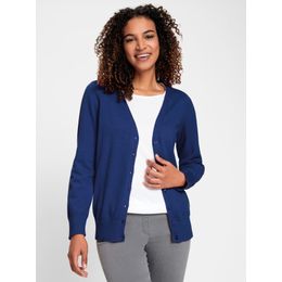 Strickjacke Casual Looks, Damen, Gr. 48, blau (royalblau), 100% Baumwolle, unifarben, Strickjacken Strickjacke