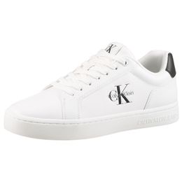 Sneaker Calvin Klein Jeans "CLASSIC CUPSOLE MONO LTH", Herren, Gr. 46, schwarz-wei&szlig; (wei&szlig;, schwarz), Leder, Lederimitat, unifarben mit Farbeinsatz, Schuhe Sneaker, Freizeitsneaker, Halbschuh, Schn&uuml;rschuh in klassischer Optik