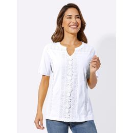 Kurzarmshirt Classic Basics "Kurzarm-Shirt", Damen, Gr. 54, wei&szlig;, 100% Baumwolle, Spitze:100% Baumwolle, Webware:100% Baumwolle, unifarben, Rundhals, Shirts Kurzarmshirt