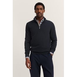 Troyer Bugatti "Basic Essential", Herren, Gr. M, blau (marine), 100% Baumwolle, unifarben, regular fit, ohne Ausschnitt, Rippb&uuml;ndchen, Pullover Troyer, aus reiner Baumwolle