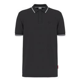 JOOP! Poloshirt JOOP JEANS "Agnello", Herren, Gr. L, schwarz, Jersey, Obermaterial: 95% Baumwolle, 5% Elasthan, clean, unifarben, regular fit normal, Rundhals, eingesetzt angesetztes B&uuml;ndchen kontrastfarben, Shirts Poloshirt, mit Streifen