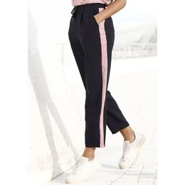 Schlupfhose Vivance, Damen, Gr. 46, N-Gr, lila (schwarz, mauve), Jersey, Obermaterial: 95% Polyester, 5% Elasthan, unifarben mit Farbeinsatz, figurumspielend kn&ouml;chellang, Hosen Schlupfhose, mit sportlichen Kontraststreifen