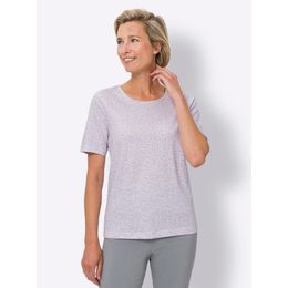 Kurzarmshirt Classic Basics "Kurzarm-Shirt", Damen, Gr. 54, lila (ecru, flieder, bedruckt), 100% Baumwolle, bedruckt, gemustert, Rundhals, Shirts Kurzarmshirt