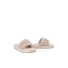 Pantolette Marc Cain "Summer to Go", Damen, Gr. 39, powder cream, Leder, Textil, Schuhe Pantolette, Slides, Plateau Sandale, Badeschuh mit Plateausohle