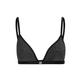 Triangel-BH HUGO UNDERWEAR "LUREX 102657", Damen, Gr. L, N-Gr, schwarz (schwarz 001), Web, Obermaterial: 77% Polyacryl, 13% Polyester, 10% Elasthan, unifarben mit Farbeinsatz, k&ouml;rpernah, BHs Triangel-BH, mit HUGO Schriftzug