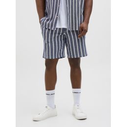 Jack & Jones PlusSize Sweatshorts "JPSTJAIDEN COBA STRIPE JOG SHORT SN PLS", Damen, Gr. 44 (5XL), N-Gr, blau (ocean cavern), Sweatware, Obermaterial: 100% Baumwolle, JACK & JONES PLUSSIZE, unifarben, relaxed fit kniefrei, Hosen Sweatshorts