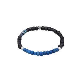 Armkette Kuzzoi "Armband Glas Beads 925 Silber" Gr. 230, blau (dunkelblau), Armb&auml;nder, Herren, 230, Silber 925 (Sterlingsilber), Armkette