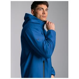 Softshelljacke TRIGEMA "TRIGEMA Klassische Softshell&ndash;Kapuzenjacke", Damen, Gr. L, electric, blau, Stoff, 88% Polyamid, 12% Elastan, lang, Jacken Softshelljacke
