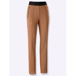 Schlupfhose Casual Looks, Damen, Gr. 23, Kurzgr&ouml;&szlig;en, braun (cognac, camel, meliert), 77% Polyester, 20% Viskose, 3% Elasthan, meliert, lang, Hosen Schlupfhose