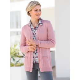 Strickjacke Casual Looks, Damen, Gr. 52, rosa (rosenholz, ecru, meliert), 55% Baumwolle, 45% Viskose, gemustert, Strickjacken Strickjacke